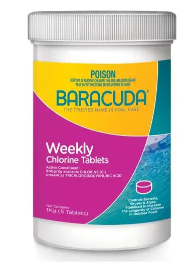 CHLORINE TABLETS BARACUDA WEEKLY 1KG – Gidge Rural